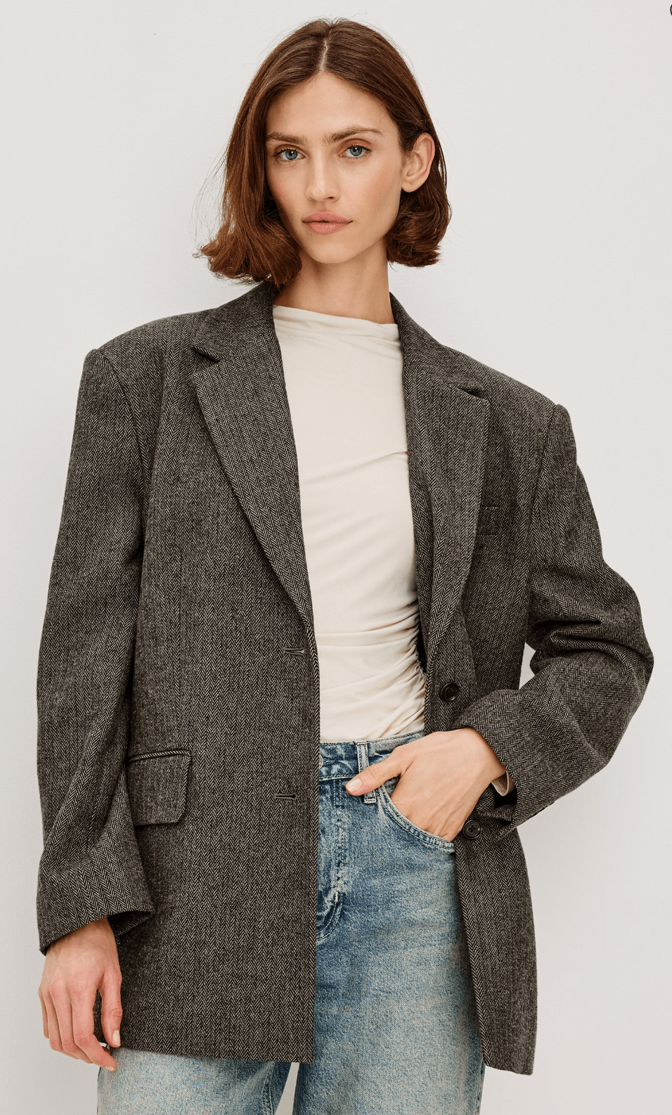Camel/Black Herringbone Bridges Blazer